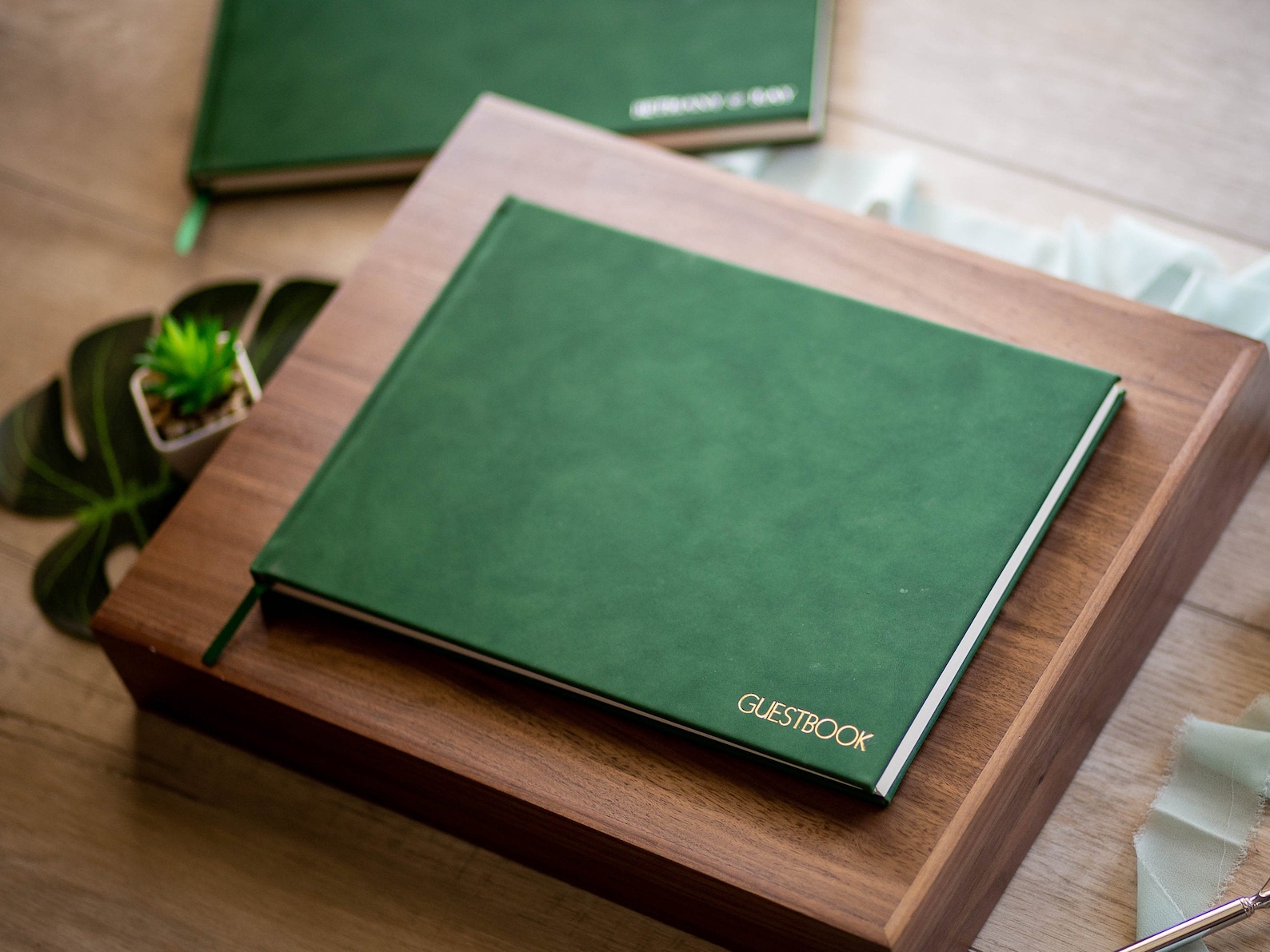 Embossed Guest Book in Emerald Green - Shiny Foil Sign in Wedding ...