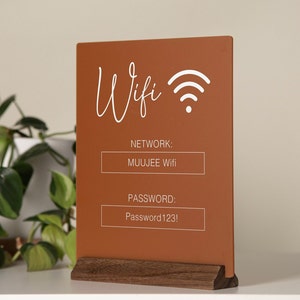 Wifi Acrylic Sign W/ Wood Base 6.5 X 7.75 Ice or Black Table Sign for ...