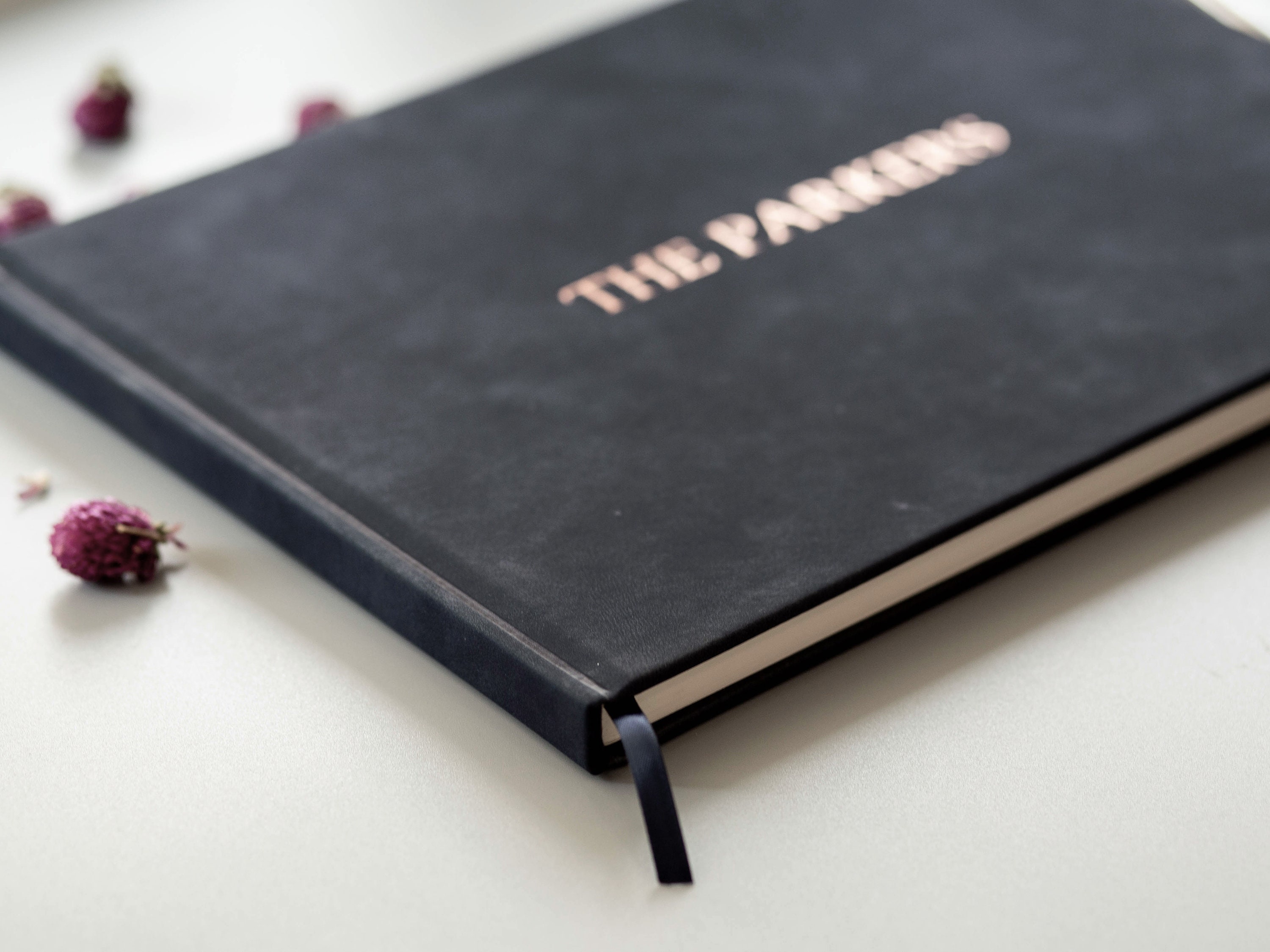 Embossed Guest Book in Charcoal kennerly Font Shiny Foil - Etsy