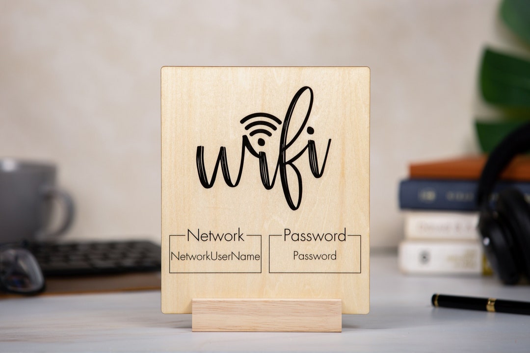 Wood Wifi Sign W/ Maple Wood Stand design 1 Freestanding - Etsy