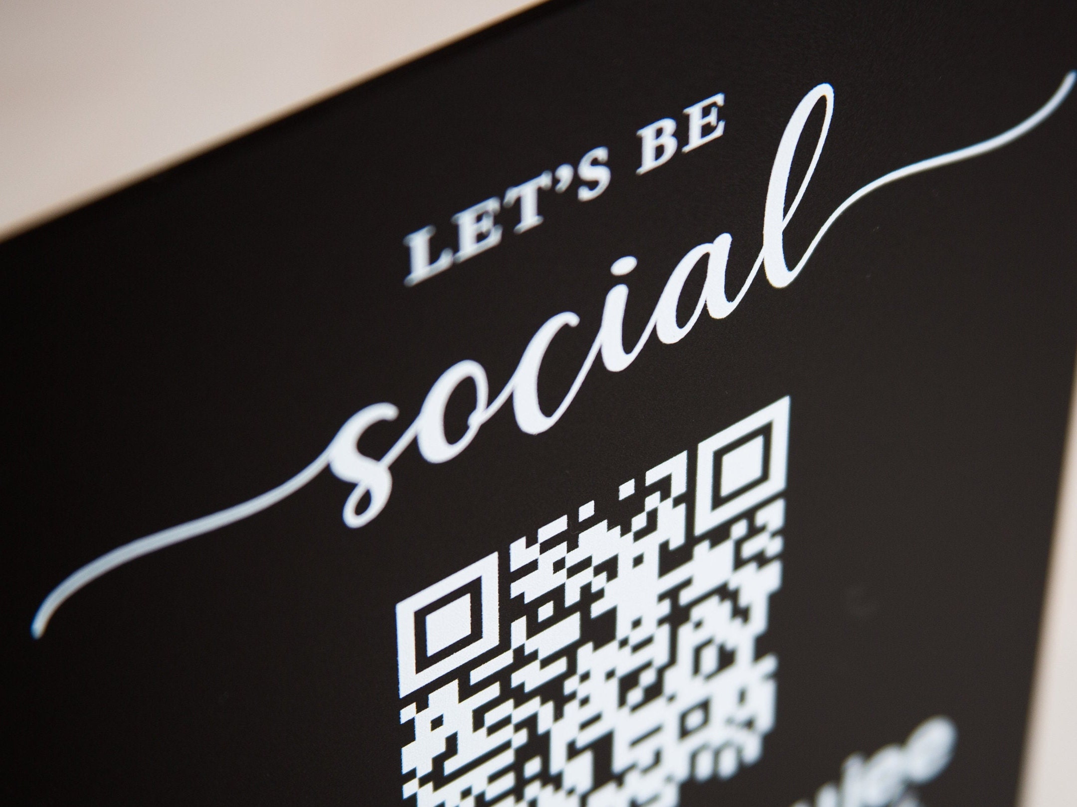 QR Code Social Media Sign W/ Wood Stand - 6.5 X 7.75" Logo Optional ...