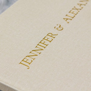 Embossed Canvas Linen Guest Book in Ivory (kennerly Font) - Foil Sign ...