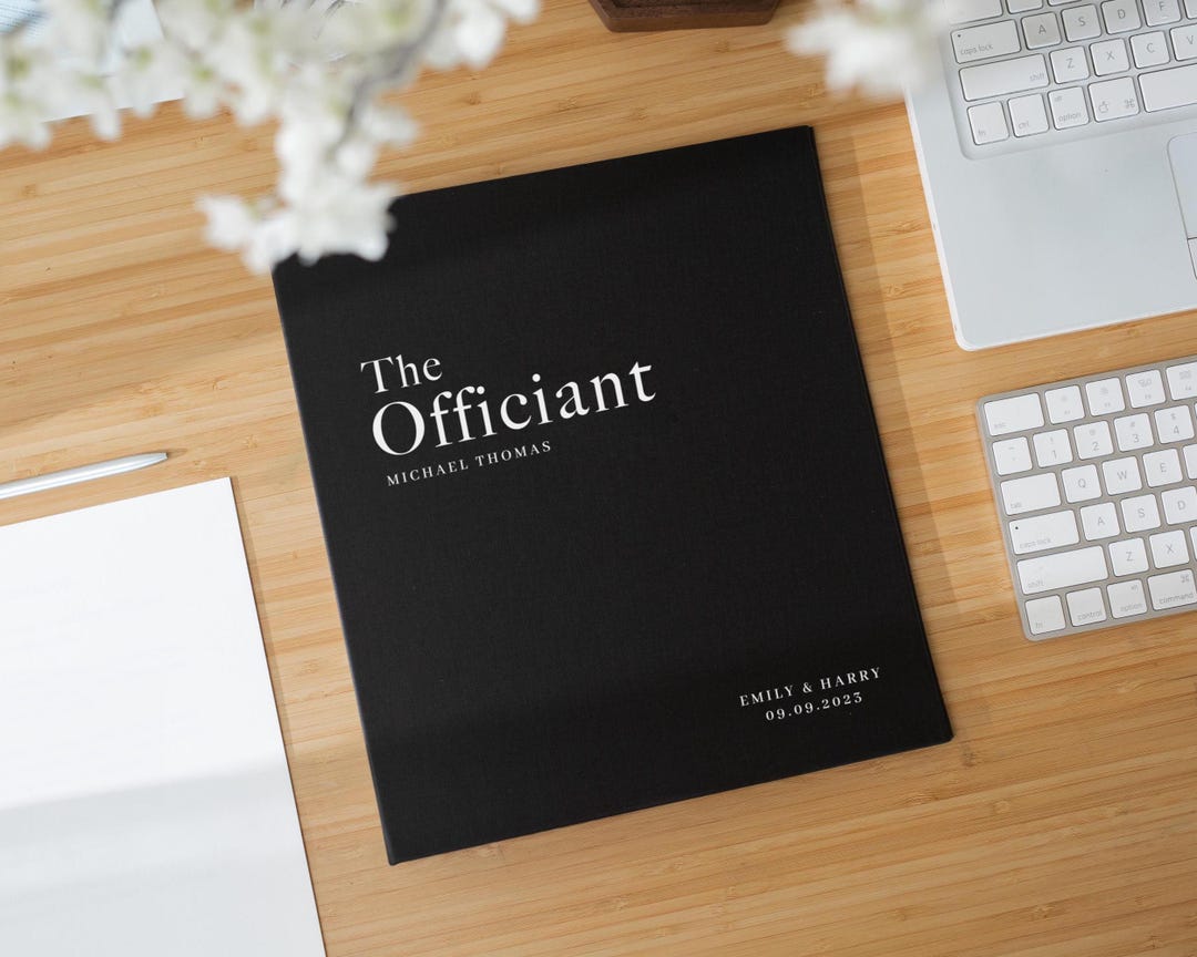Officiant 3 Ring Linen Binder - Refillable Wedding Ceremony Binder ...