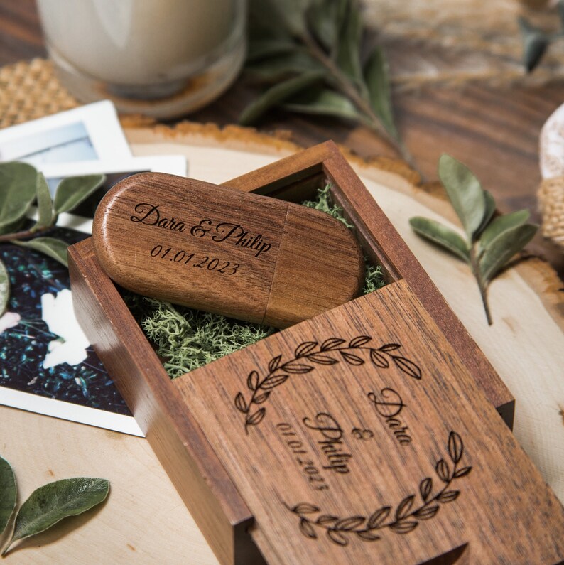 Oval USB & Box Set MOSS Filler Custom Wood USB - Etsy