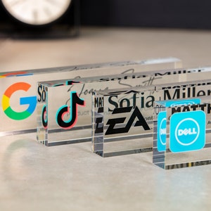 Acrylic Desk Block With Logo - 10x2.75 Executive CEO Plaque, New Job ...