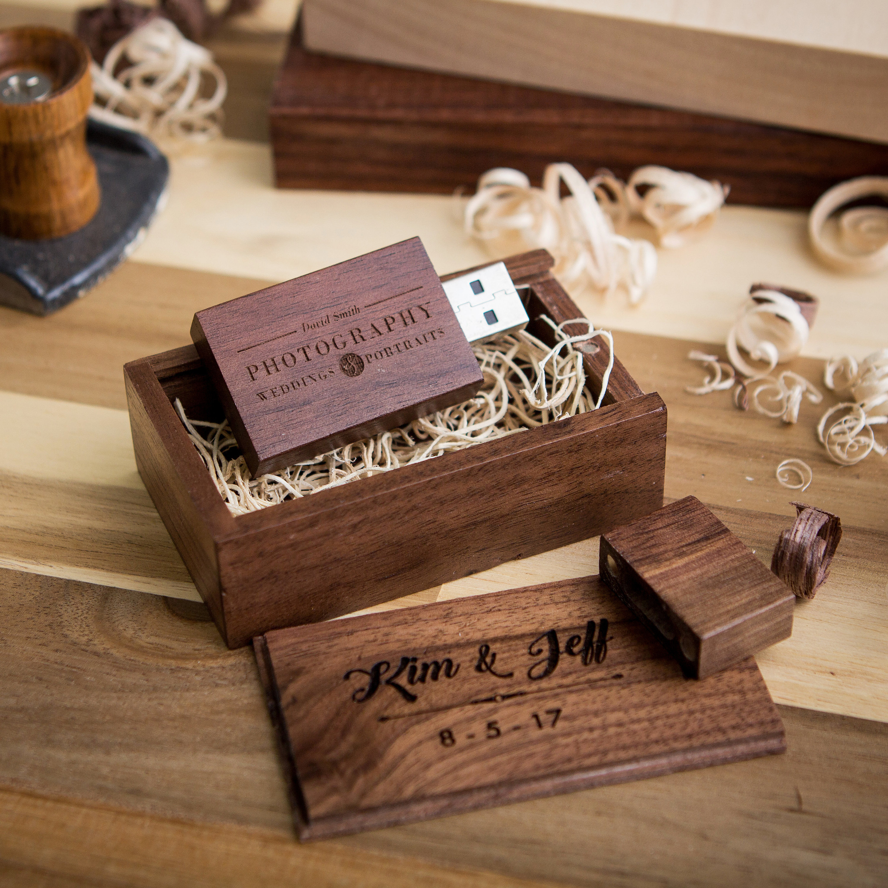 Thick Walnut USB Flash Drive & Wood USB Box Set Custom | Etsy