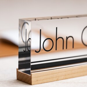 Personalized Acrylic Name Block W/ Wooden Base design 1 Minimal ...