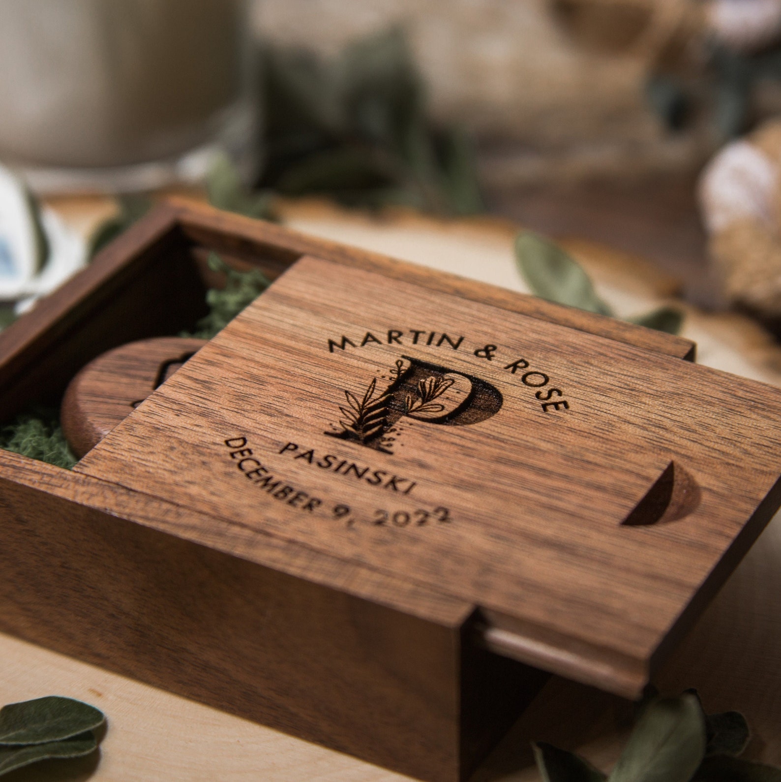 Oval USB & Box Set MOSS Filler Custom Wood USB - Etsy