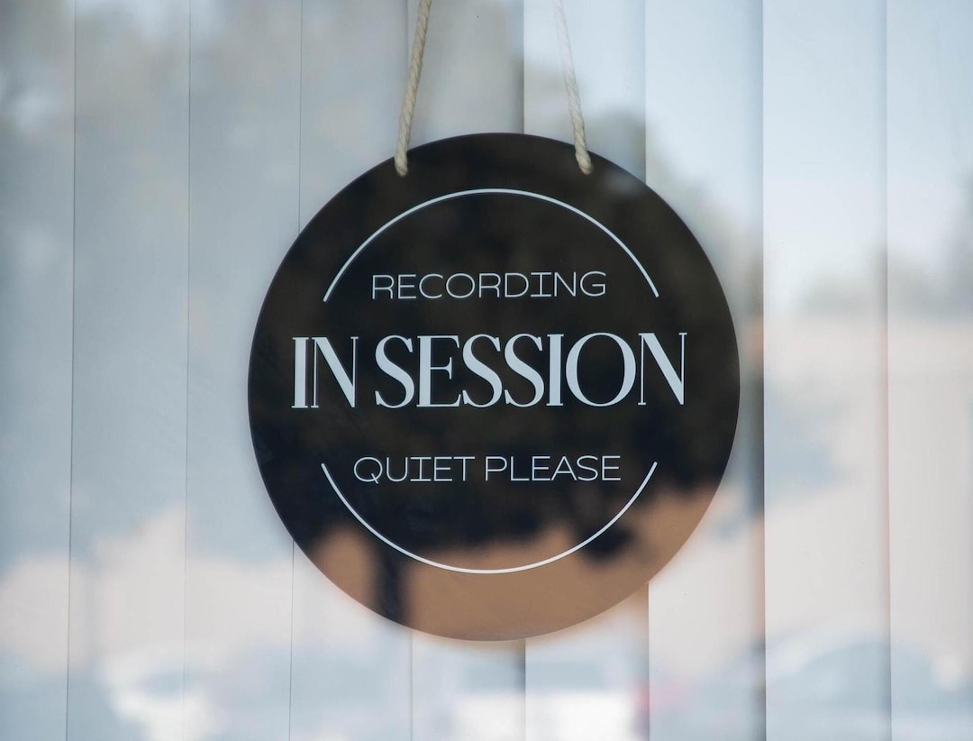 Round Hanging Acrylic Sign (recording) W/ White Rope - Custom Signage ...