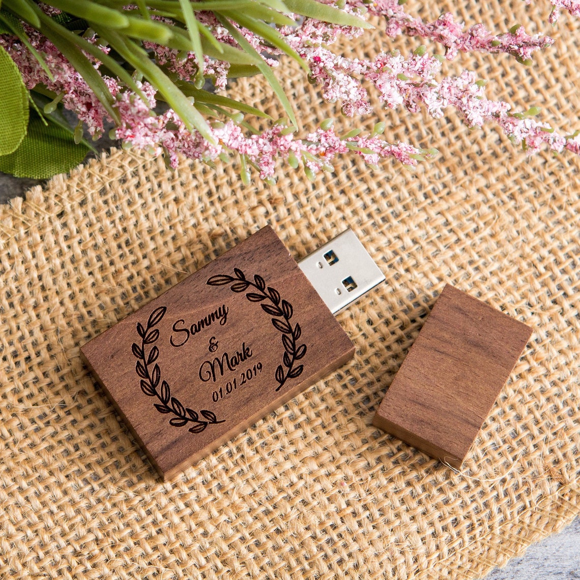 Thick Walnut USB Only Personalized USB Custom Video Photo - Etsy