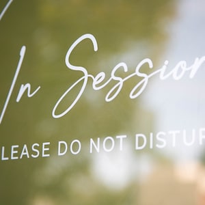 Round Hanging Acrylic Sign (in Session) W/ White Rope - Custom Signage ...