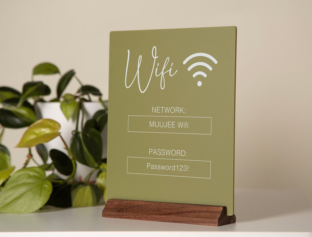Wifi Acrylic Sign W/ Wood Base 6.5 X 7.75 Ice or Black Table Sign for ...