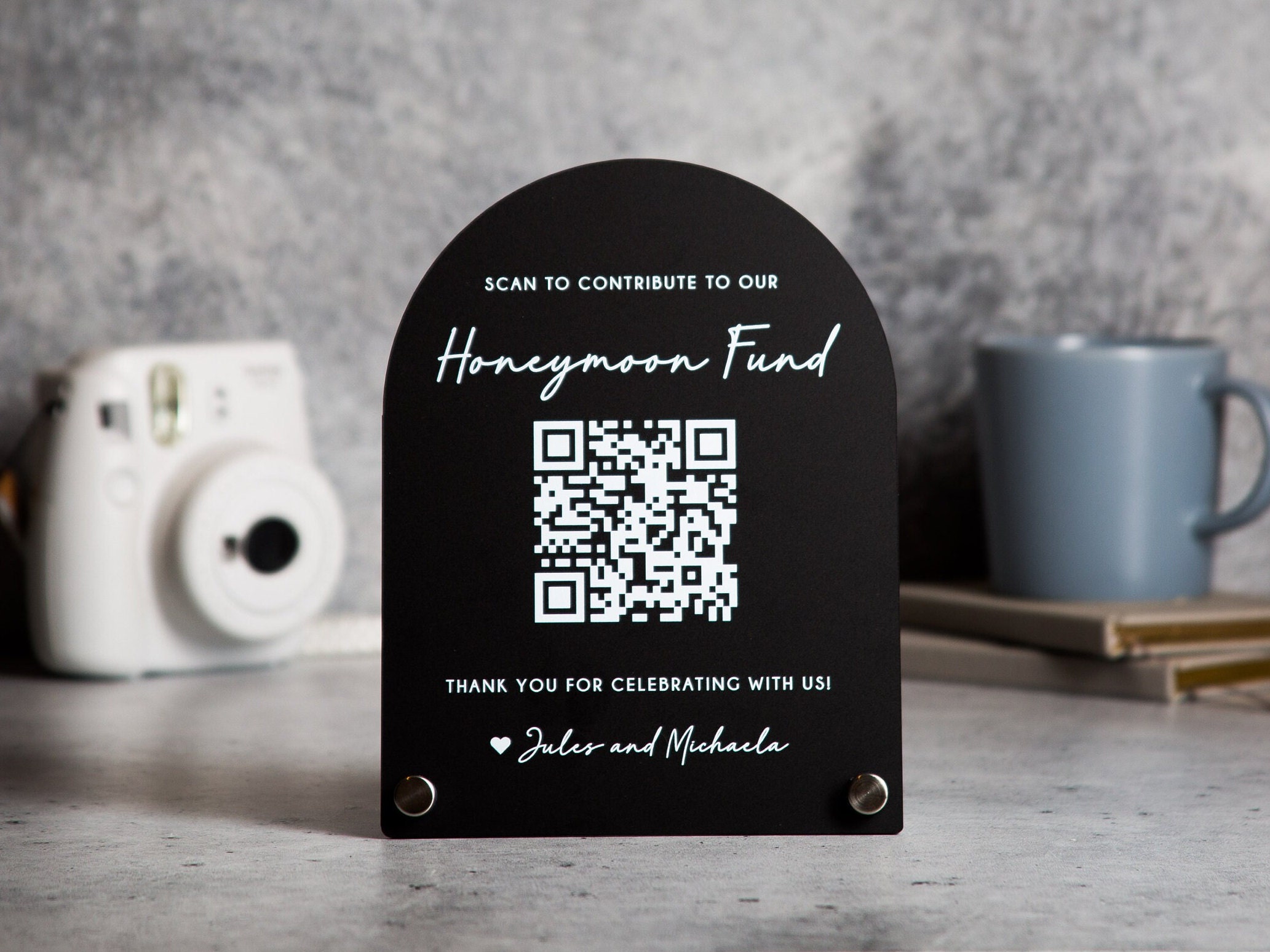 Arched QR Code (wedding Sign) - 6x7.75" Scannable Acrylic Sign, Wedding ...