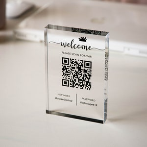 Acrylic Block QR Code Wifi Sign (design 2) - Custom Internet Sign ...
