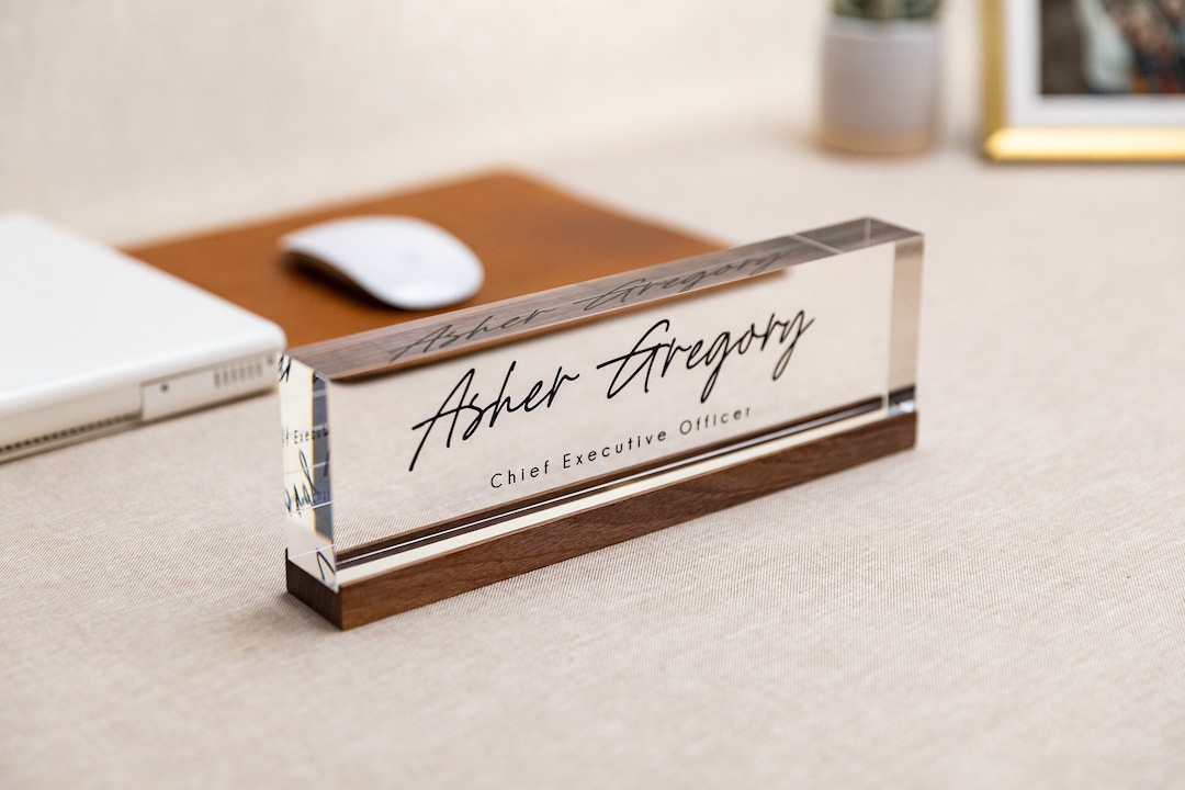 Personalized Acrylic Name Block (D5) - W/ Optional Wooden Base ...