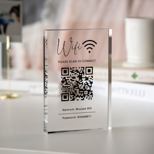 Acrylic Block QR Code Wifi Sign (design 1) - Custom Network Password ...