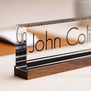Personalized Acrylic Name Block W/ Wooden Base design 1 Minimal ...