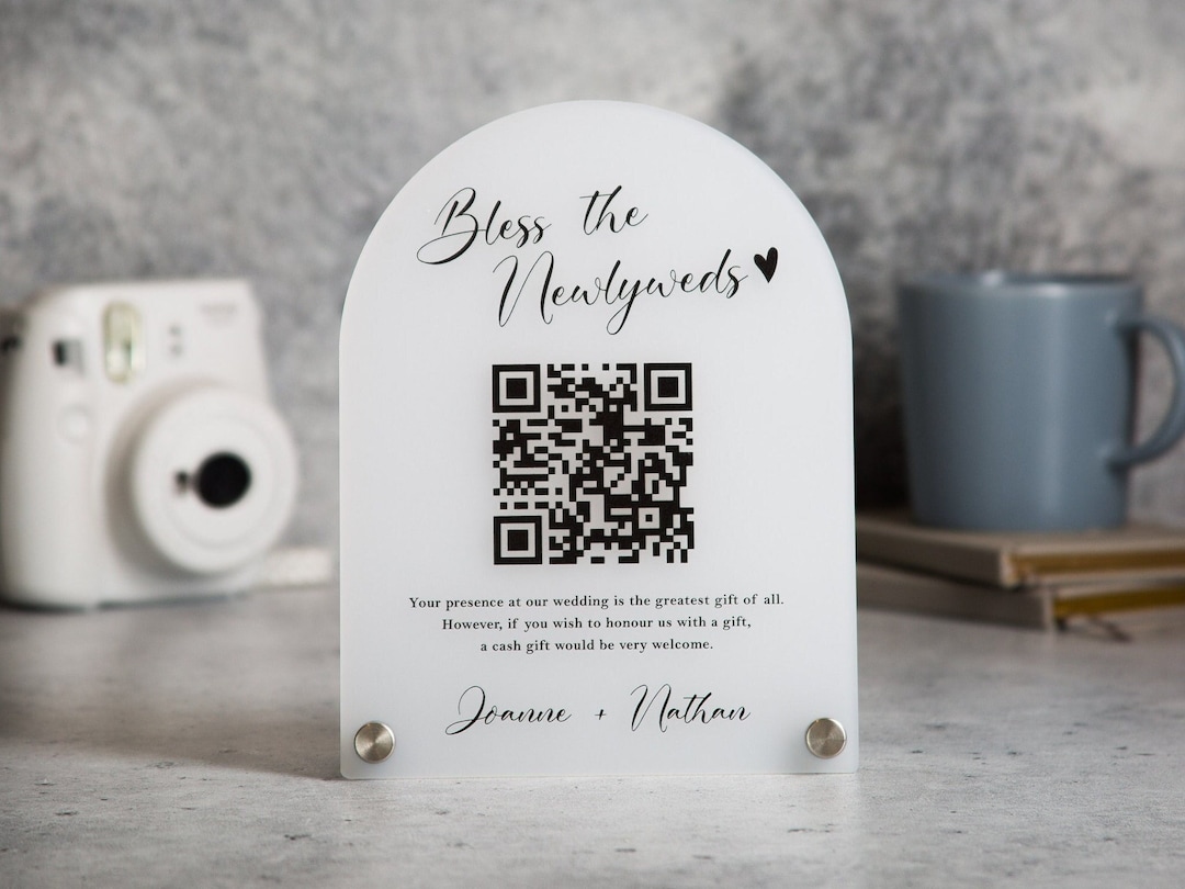 Arched QR Code (wedding Sign) - 6x7.75" Scannable Acrylic Sign, Wedding ...