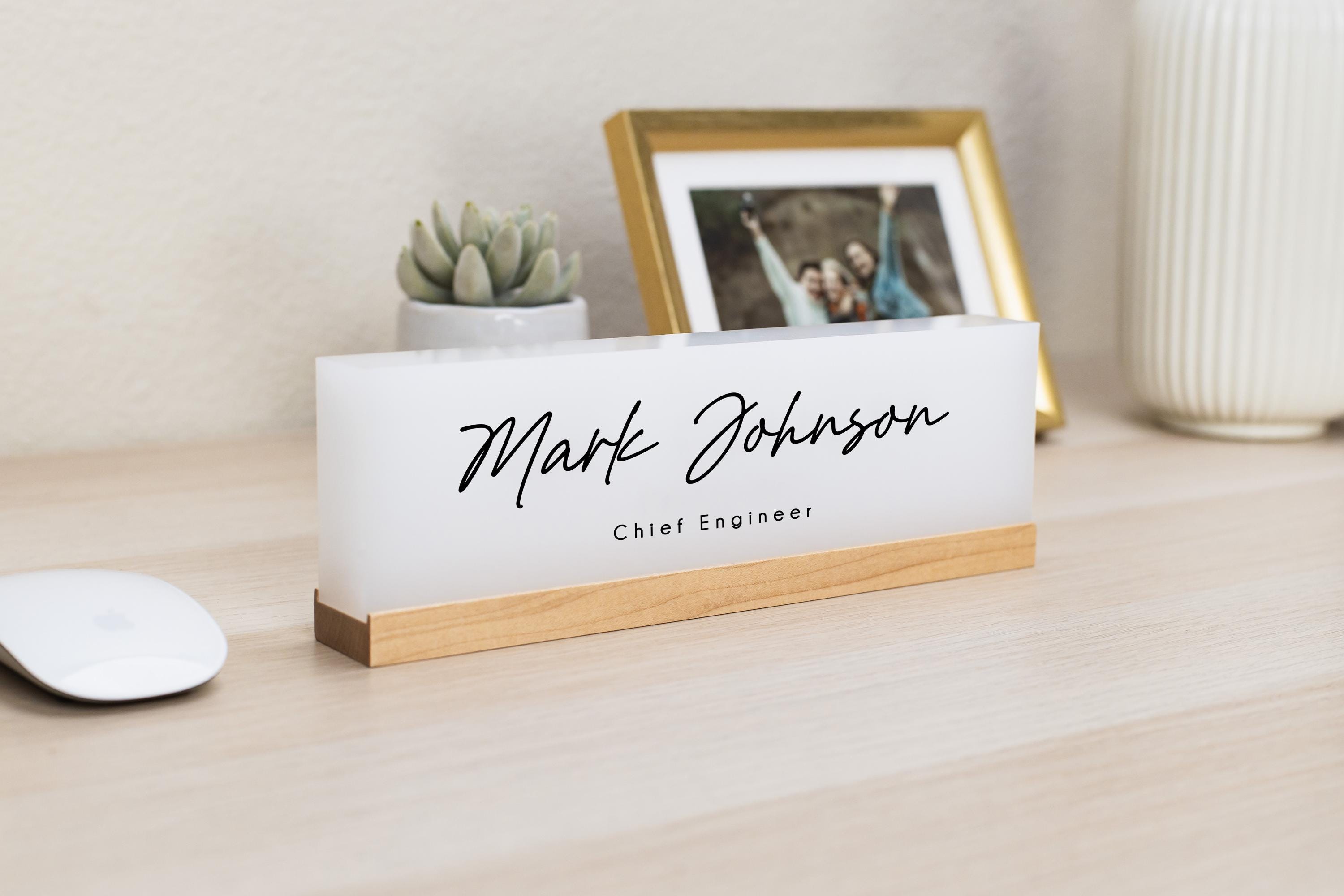 Personalized Acrylic Name Block (D5) - W/ Optional Wooden Base ...