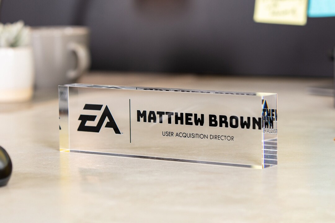 Acrylic Desk Block With Logo - 10x2.75 Executive CEO Plaque, New Job ...