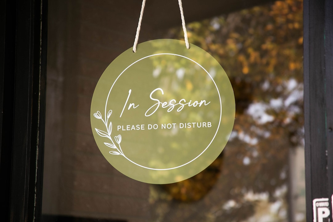 Round Hanging Acrylic Sign in Session W/ White Rope Custom Signage for ...