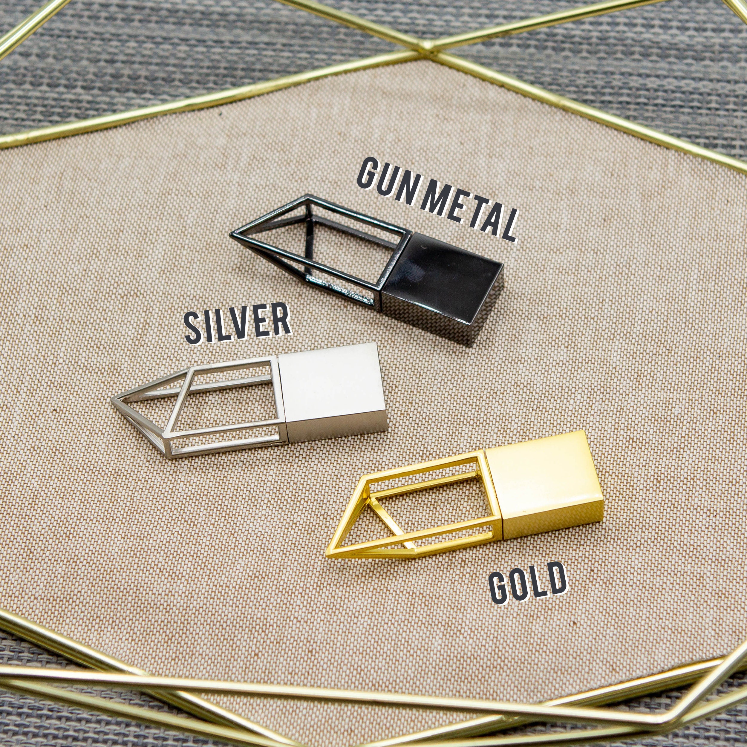 Linen USB Box With Geometric Metal USB Flash Drive Custom | Etsy