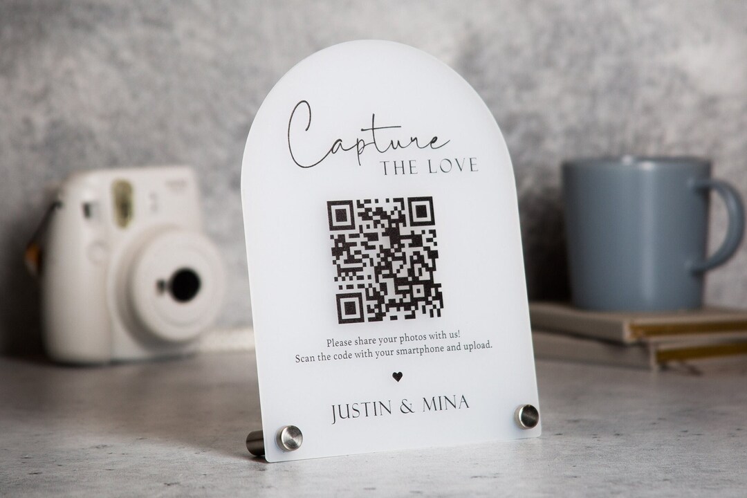 Arched QR Code (wedding Sign) - 6x7.75" Scannable Acrylic Sign, Wedding ...