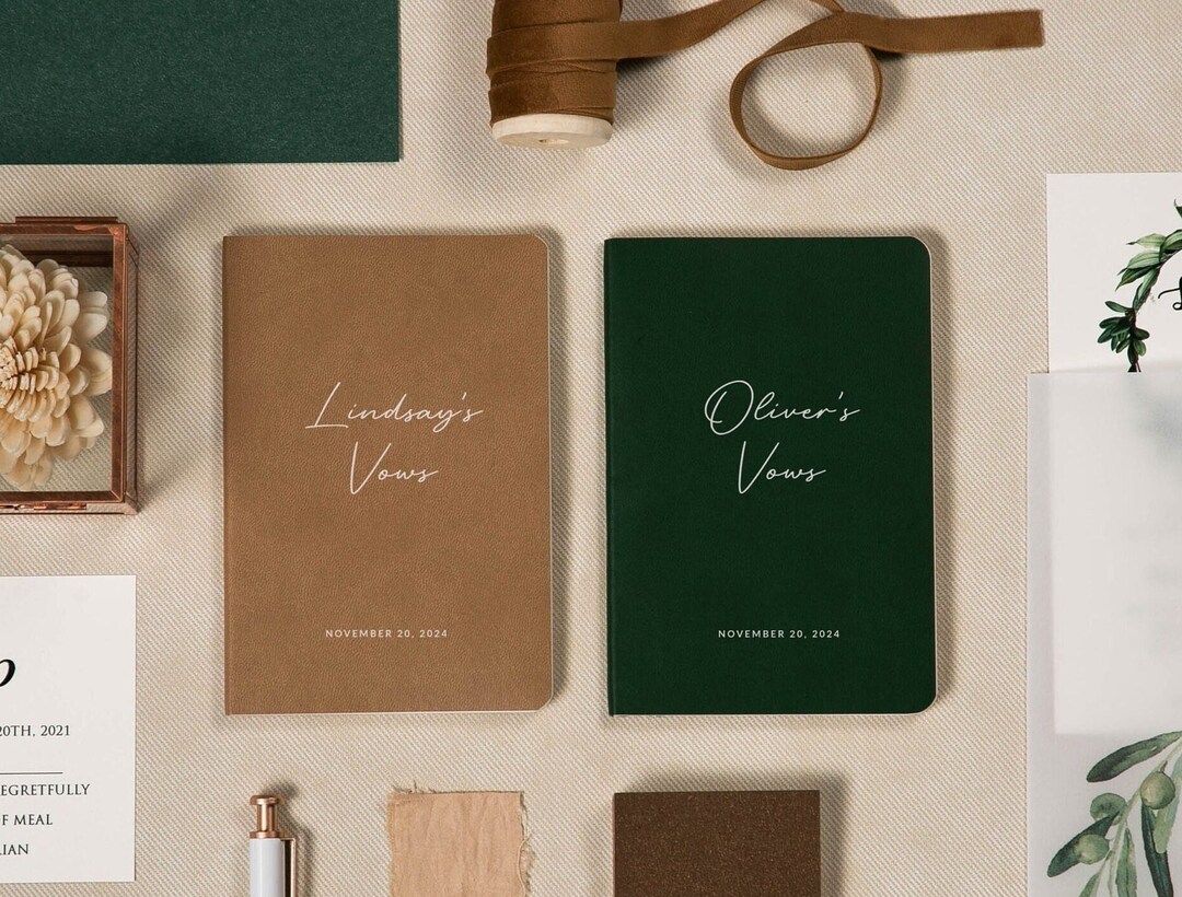 2 Slim Vow Books (design 4) - Soft Cover Wedding Ceremony Vow Booklets ...