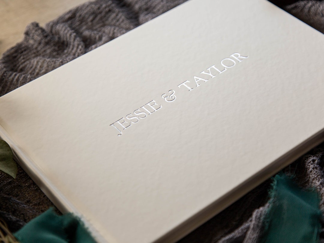 Embossed Guest Book in Eggshell (kennerly Font) - Foil Sign in Wedding ...