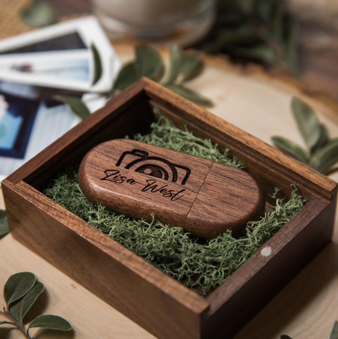 Oval USB & Box Set MOSS Filler Custom Wood USB - Etsy