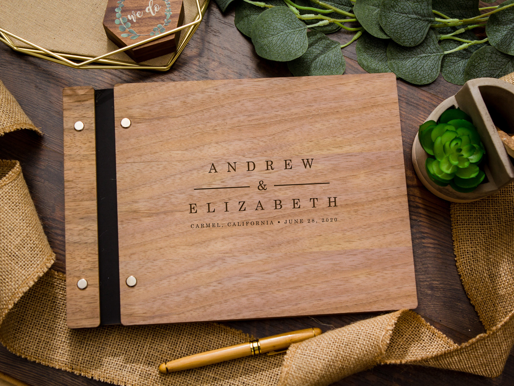 Wooden Wedding Reception Signing Book Engagement Party Bridal Shower ...