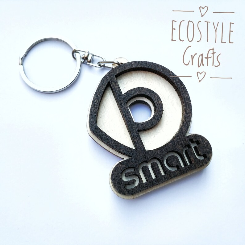 Smart Car Key Chain with logo Laser Cut Wooden Keychain Cool | Etsy