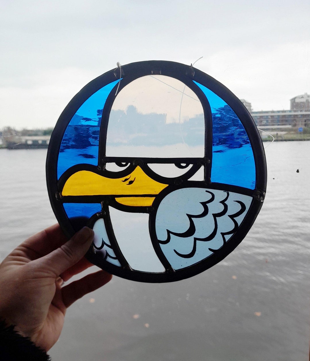 Stained Glass Grumpy Seagull, Sea Gull, Bird - Etsy