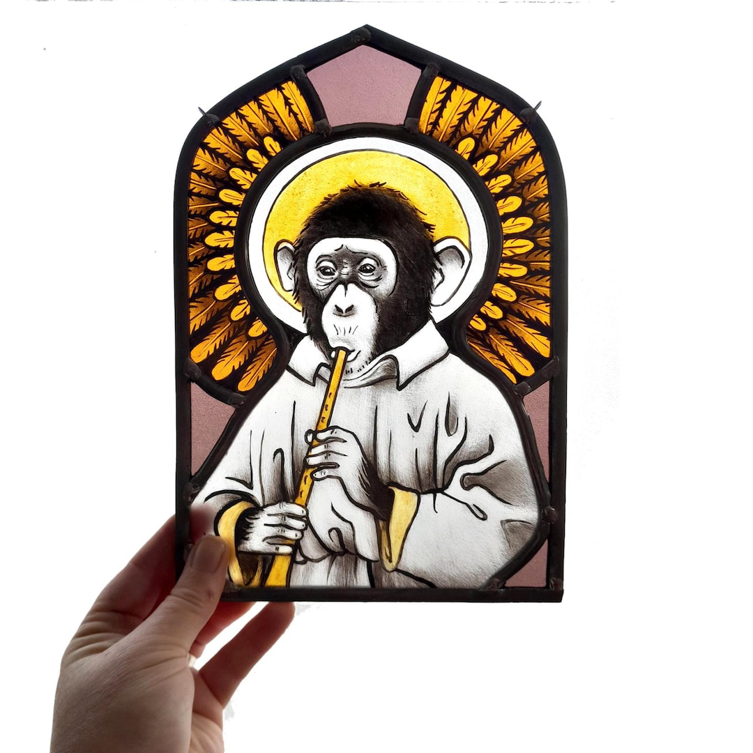 Stained Glass Holy Monkey ,angel - Etsy