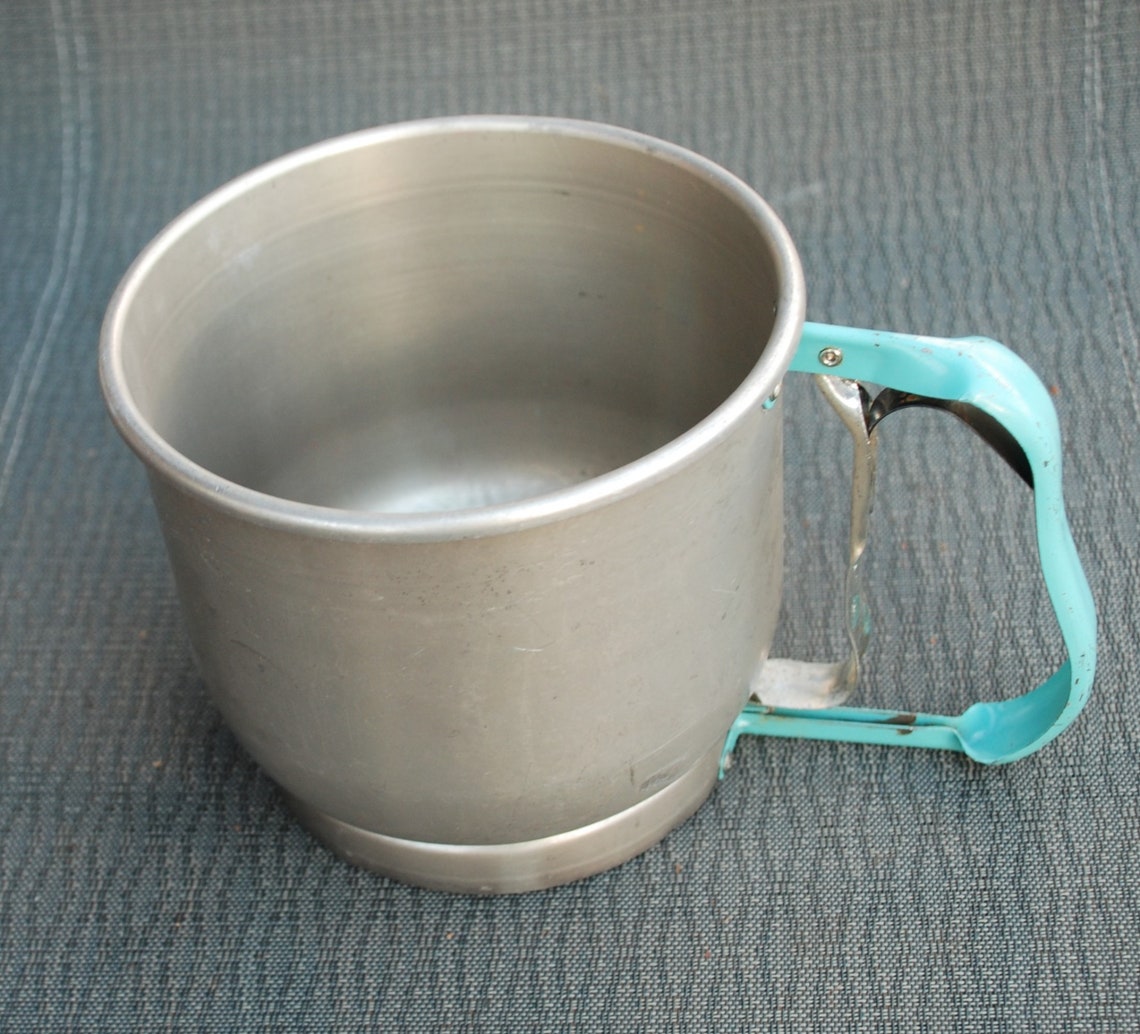 Vintage 5 Cup Foley Sifter With Teal Turquoise Aqua Handle | Etsy