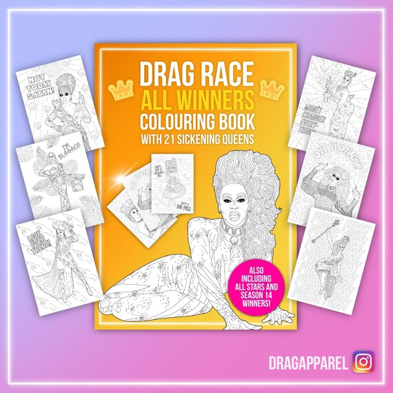 Drag Race All Winners Colouring Book Rupaul's Drag Race | Etsy