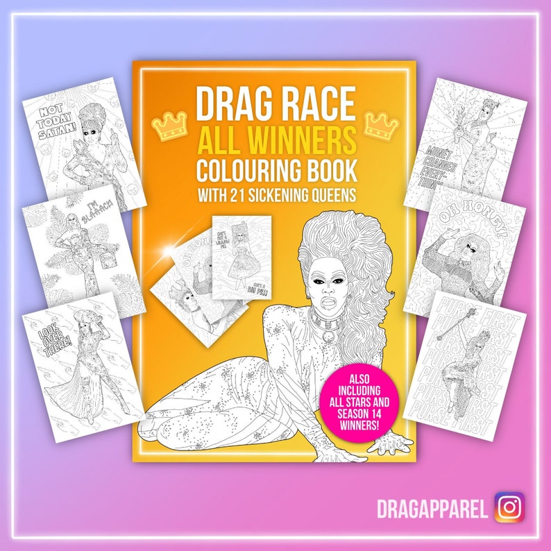 Drag Race All Winners Colouring Book Rupaul's Drag Race - Etsy