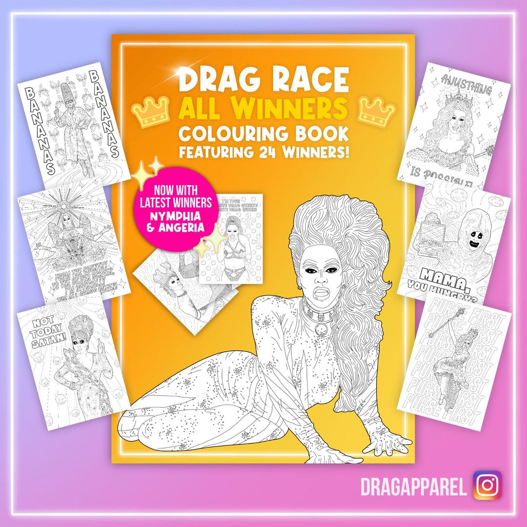 Drag Race All Winners Colouring Book - Rupaul's Drag Race, Drag Race ...