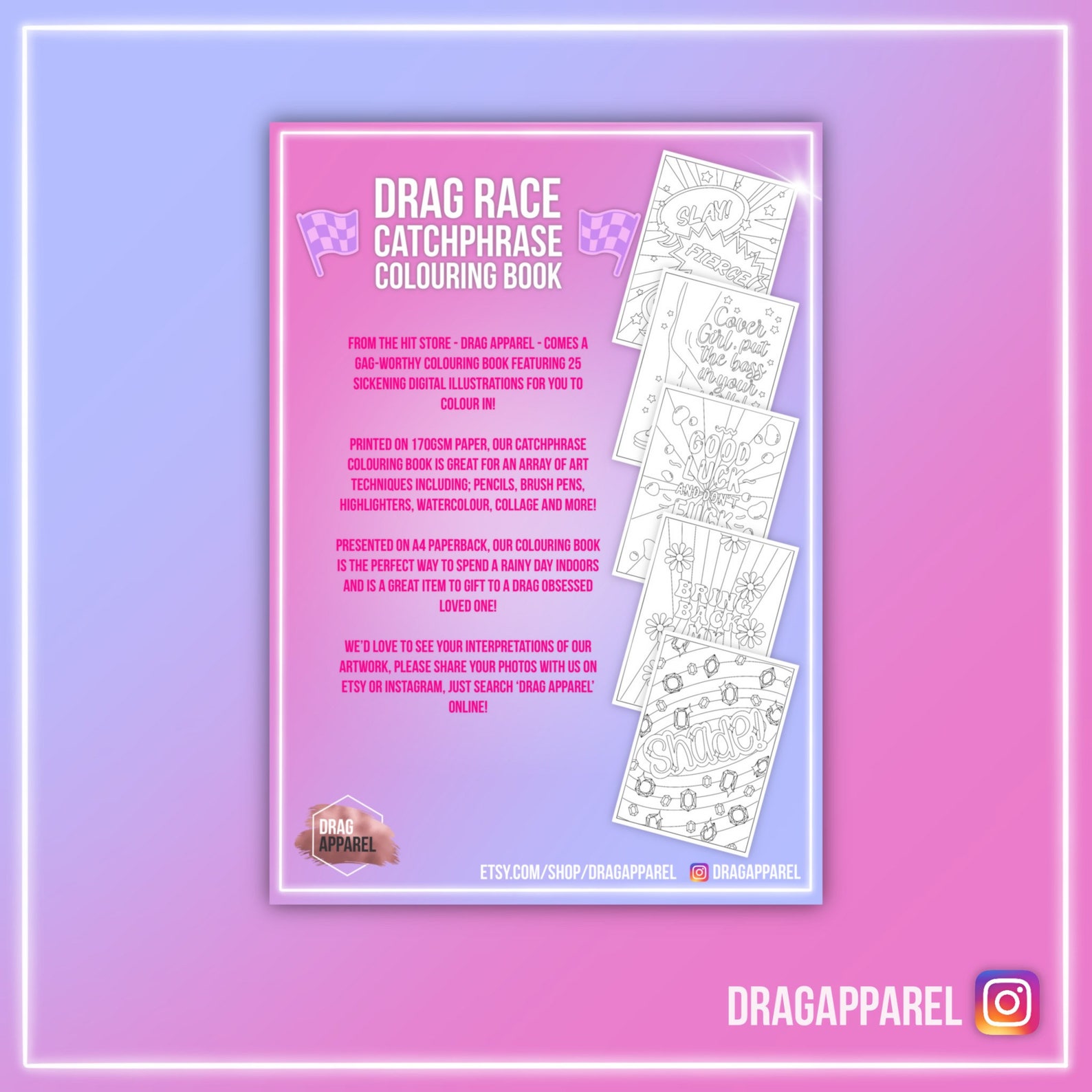 Drag Race Catchphrase Colouring Book Rupaul's Drag Race | Etsy UK