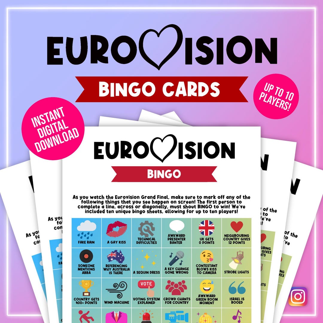 Eurovision 2025 Bingo Pack - 10 Instant Downloads - Eurovision Bingo ...