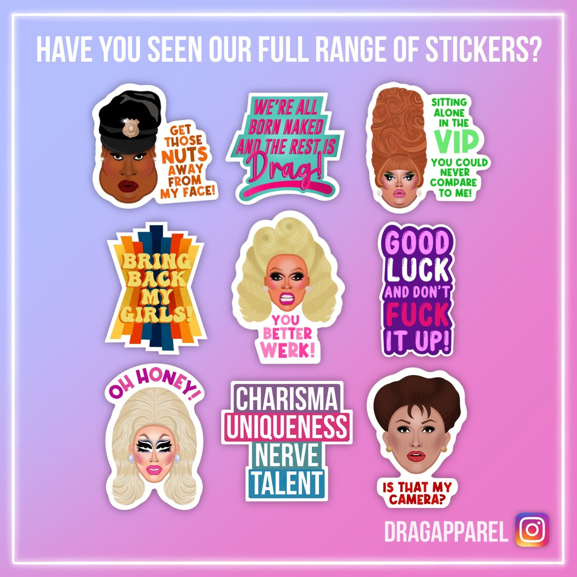 Rupaul Vinyl Waterproof Sticker Set Rupaul's Drag Race - Etsy