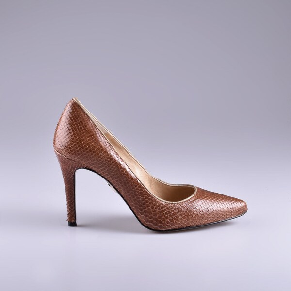 Shoes Irina Skin of Python,natural Python Skin Color Black. Artisanal ...