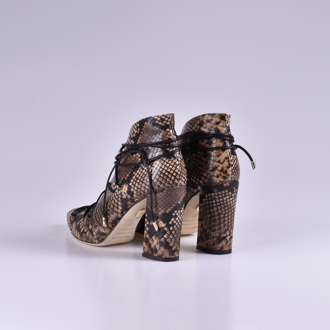 Leather Boots Snake Pattern /heels, High Heels Boots /manufactured by ...