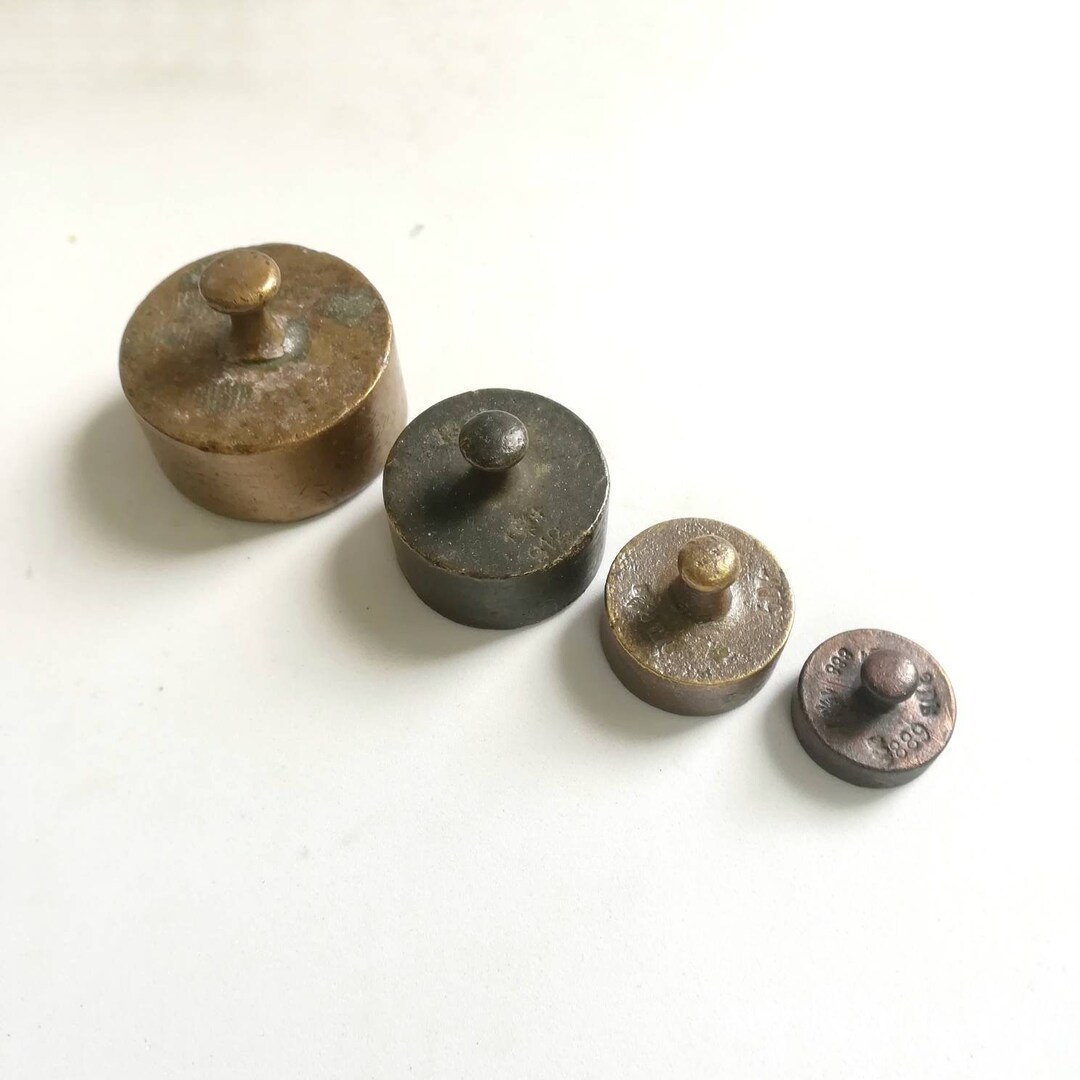 Vintage Set of 4 Antique Weights Scale 200g 100g 1912s 50g 1875s 20g ...