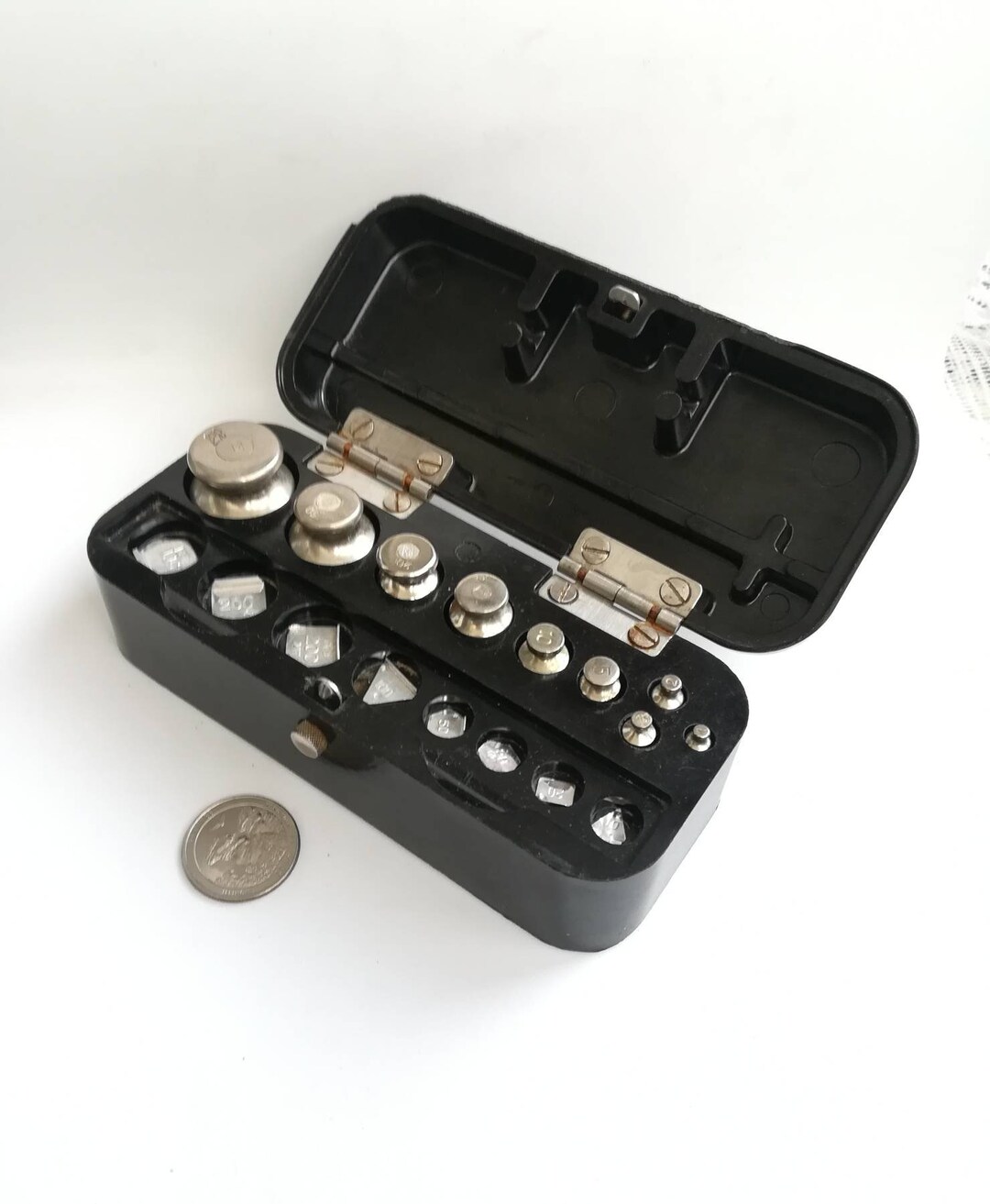 80s Vintage Antique Scale Weights in Bakelite Box Full Set Made From ...
