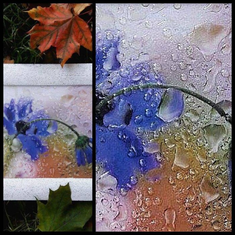 Blue Flower Poster With Raindrop Dot Painting - Etsy