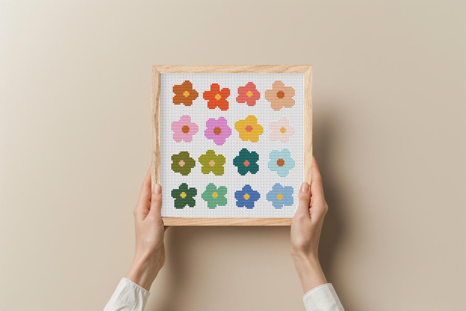Colorful Flowers Cross Stitch Pattern, Trendy Botanical Cross Stitch ...