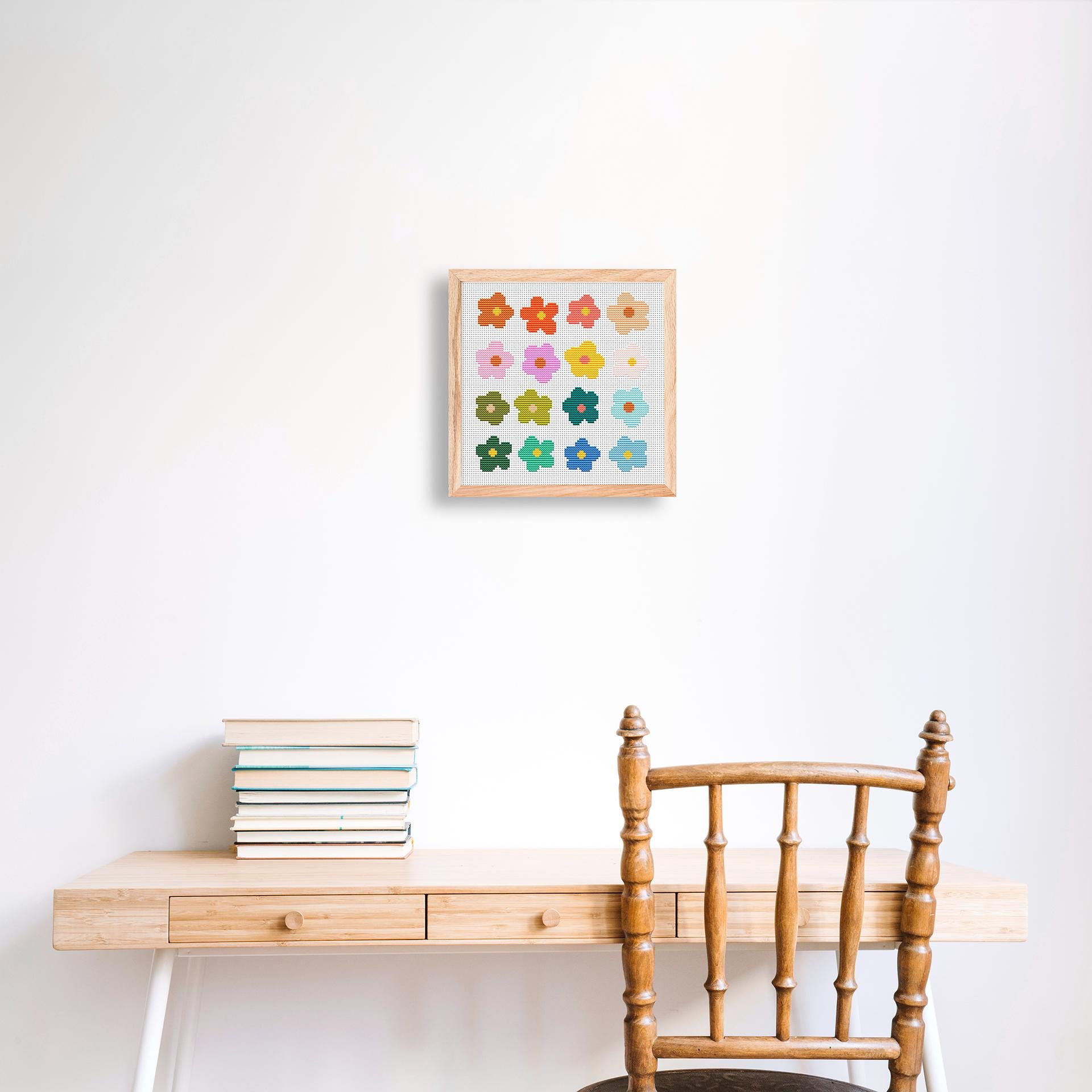 Colorful Flowers Cross Stitch Pattern, Trendy Botanical Cross Stitch ...