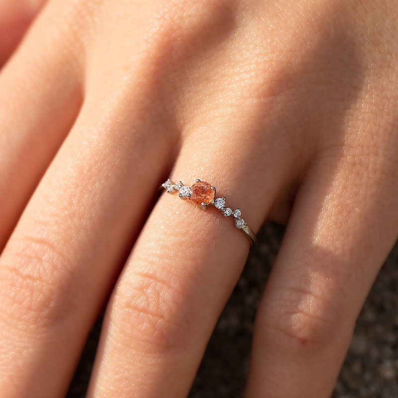 Sunstone Wedding Ring - Etsy