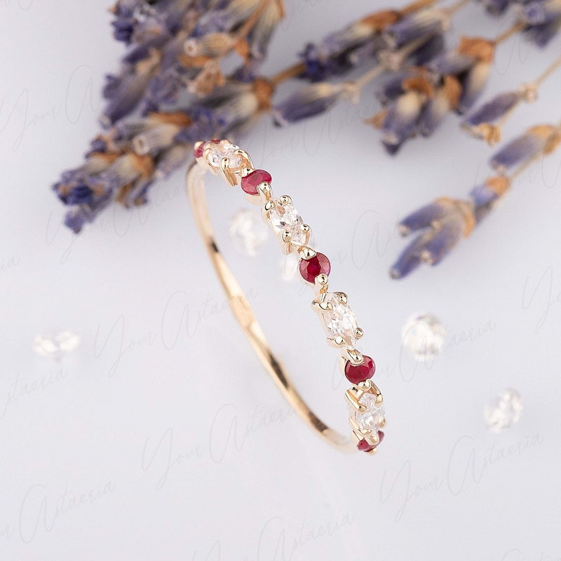 Ruby Wedding Band - Etsy